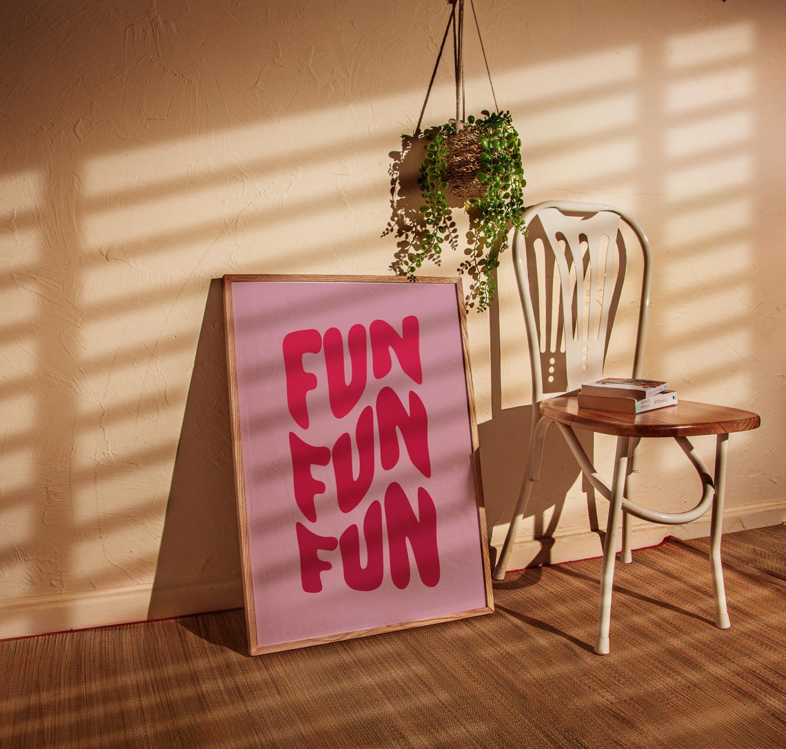 Playful Fun Wall Art Red Pink Wall Art Cute Apartment Decor Printable ...