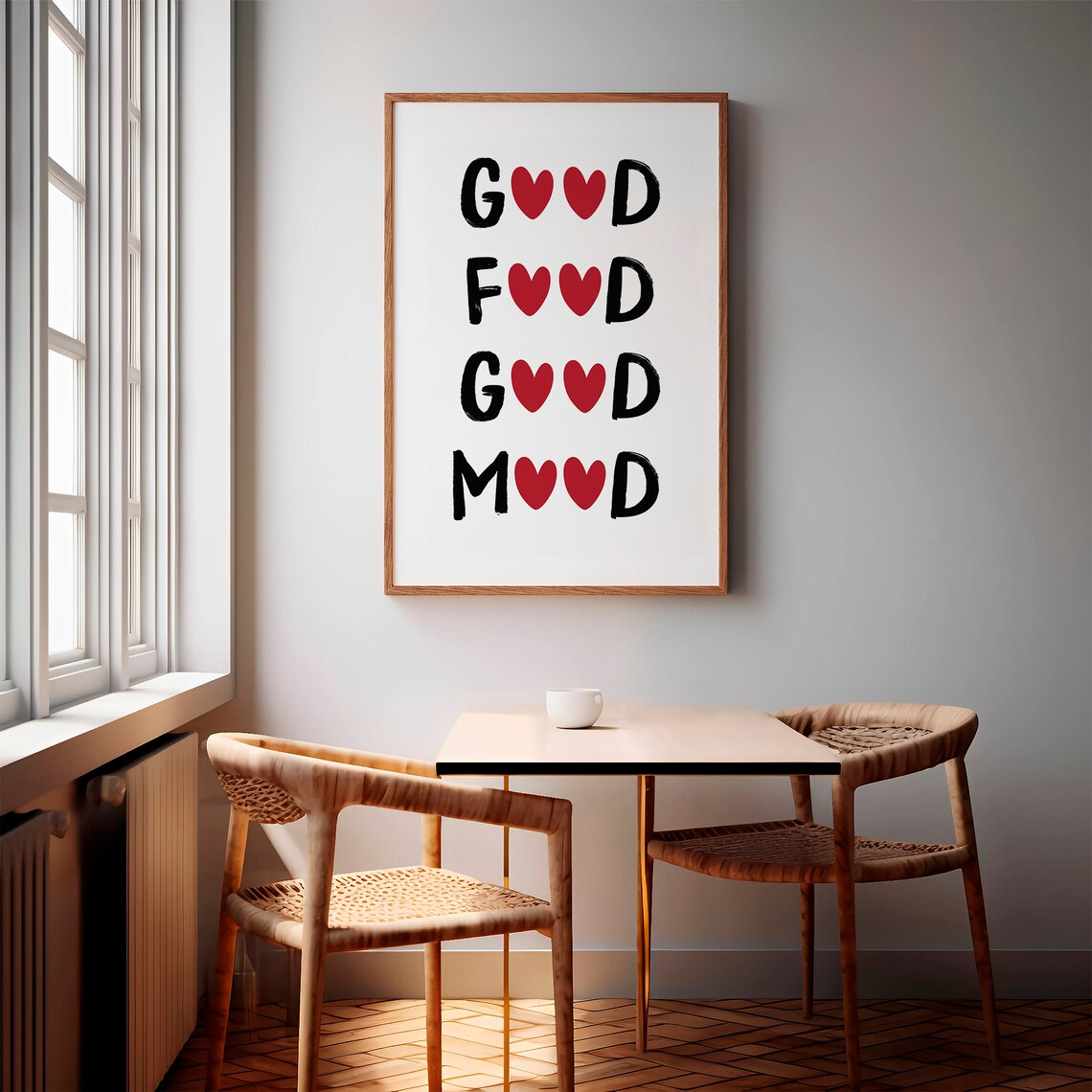 Good Food Good Mood Poster, Printable Wall Art Eat Sign, Typography ...