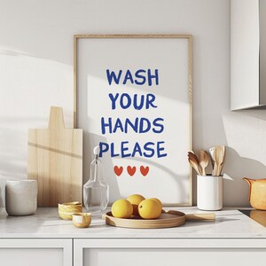 Please Wash Your Hands Sign Print Aesthetic Kitchen Wall Art Cute ...