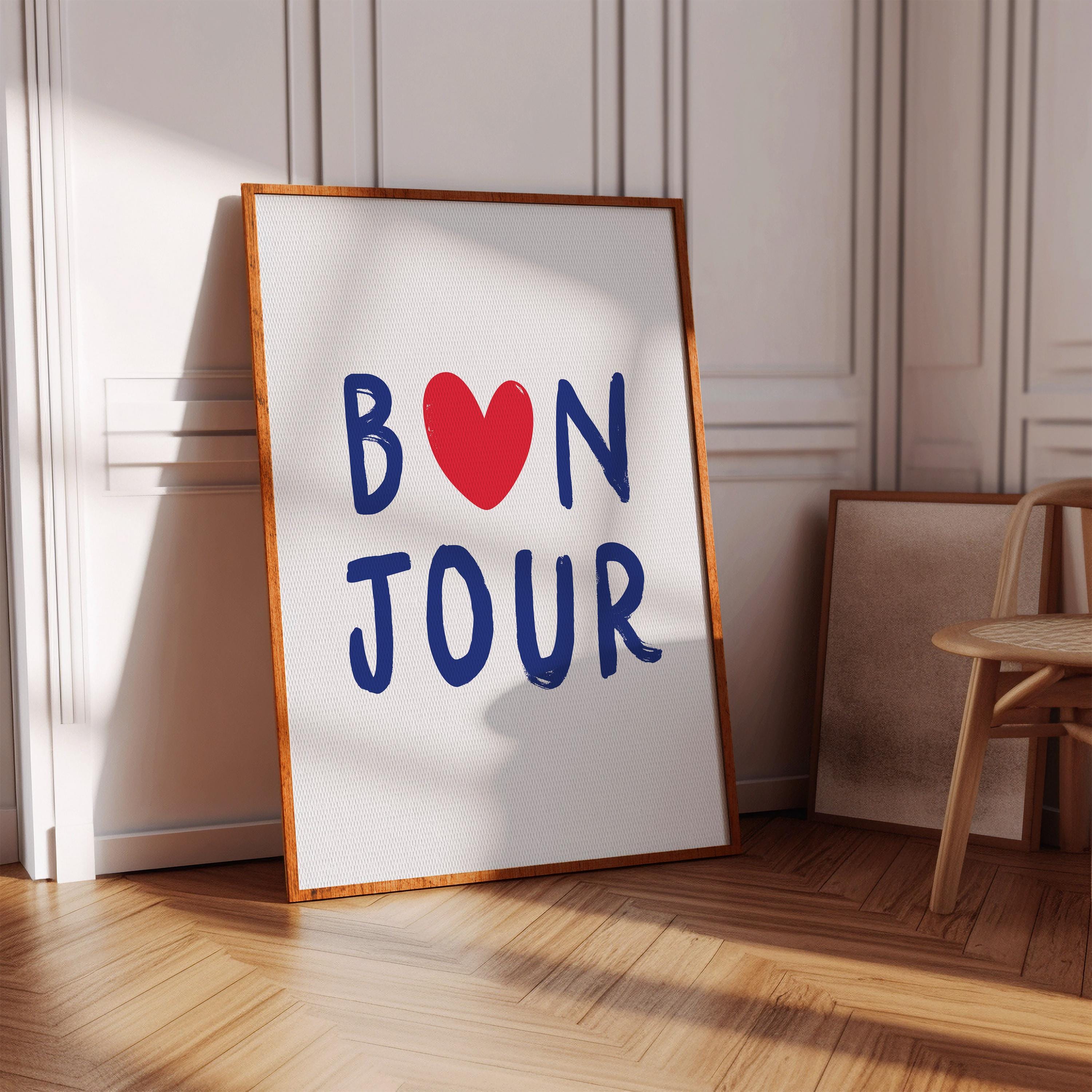 Bonjour Wall Art Print French Word Poster City Travel Art Prints ...