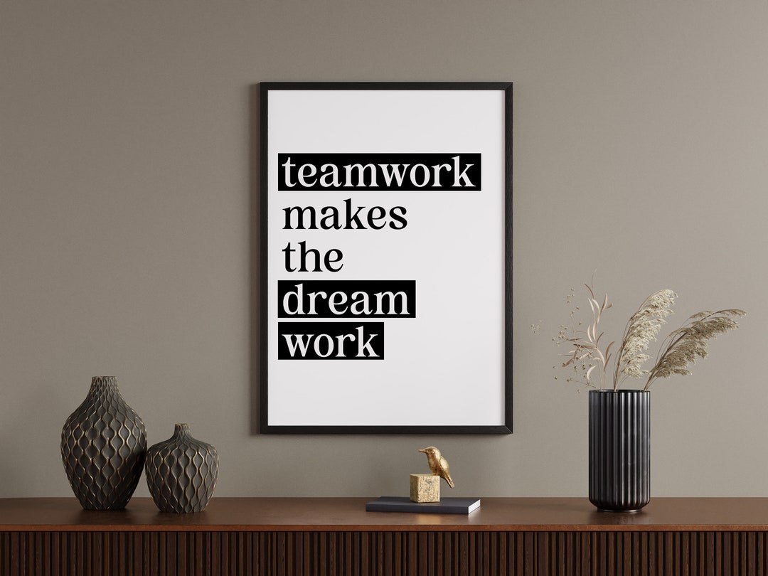 Teamwork Posters Workplace Office Wall Art Minimalist Dream Team Print ...