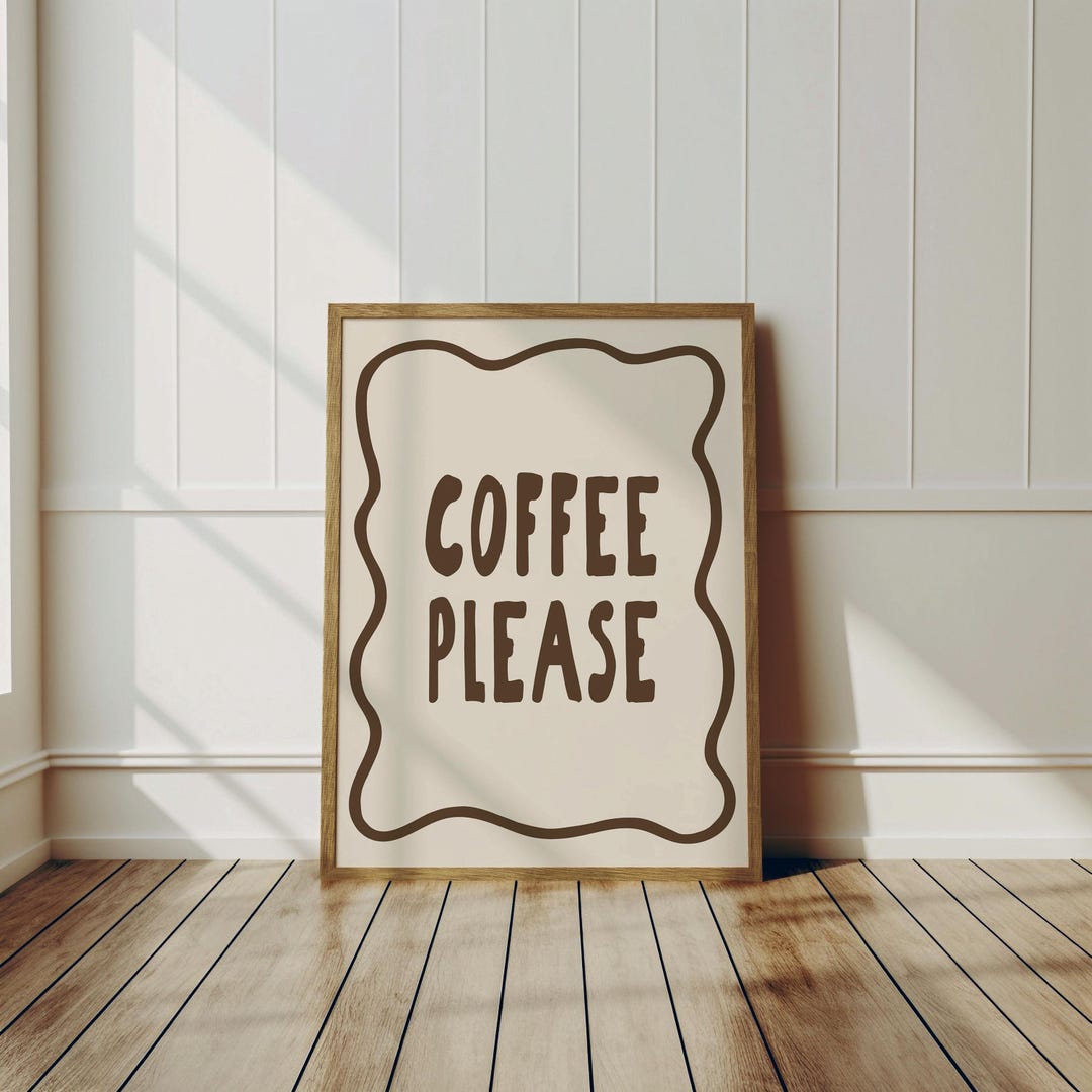 Coffee Typography Art Print: Minimalist Kitchen Cafe Decor, Neutral ...