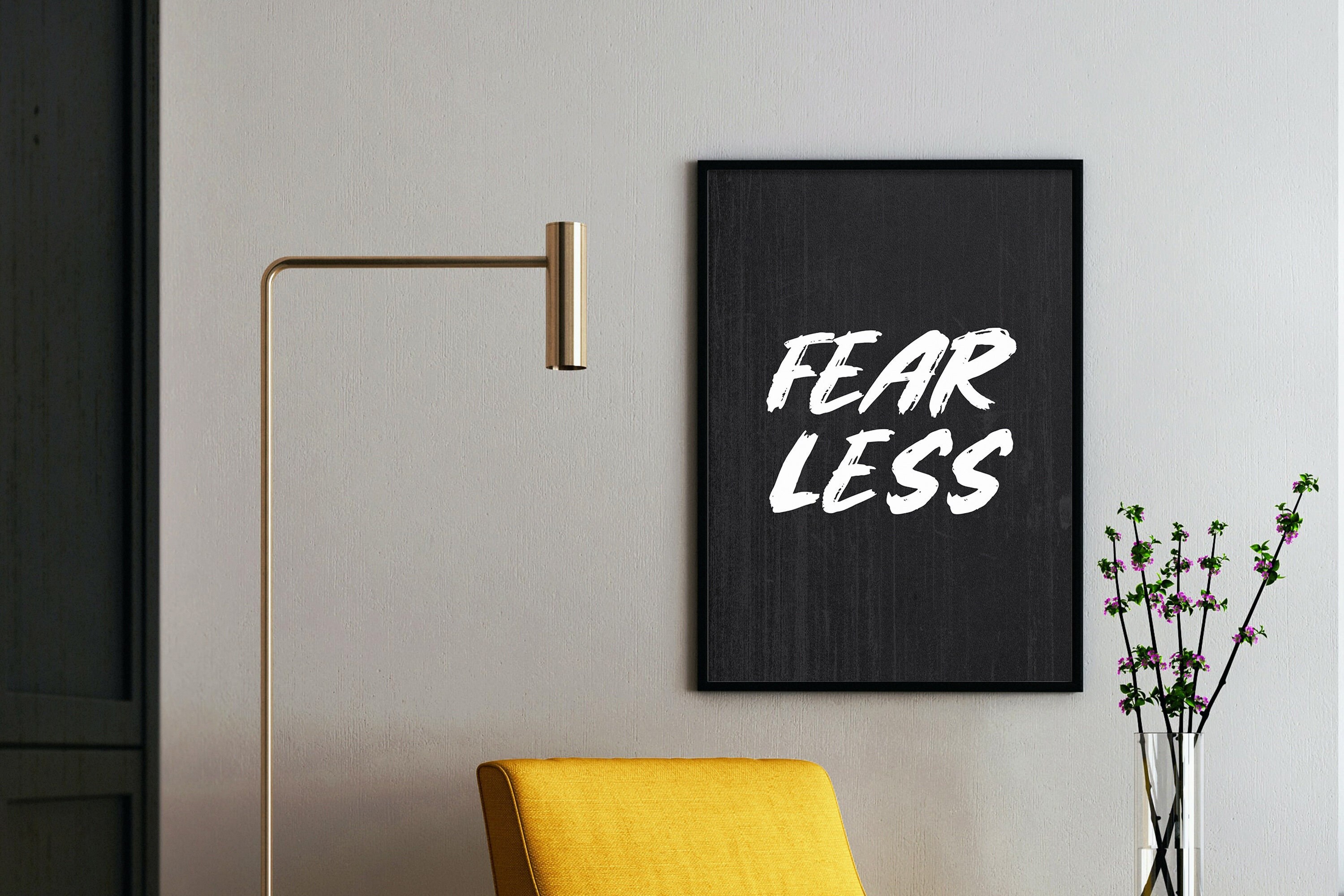 Home Gym Wall Art, Fearless Word Art Prints, Motivational Wall Art ...