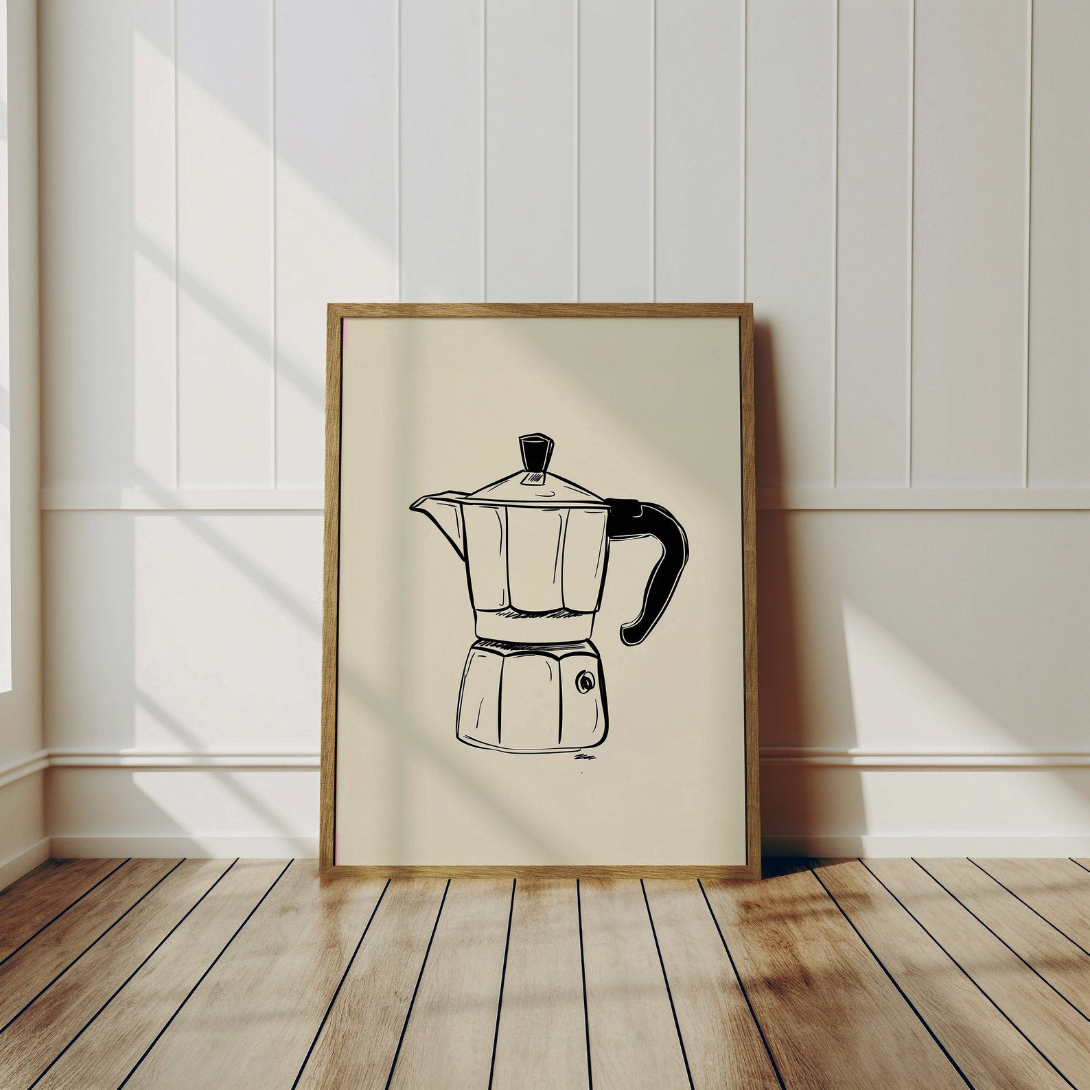 Moka Pot Art Printable, Minimal Coffee Print Wall Art, Rustic Coffee ...