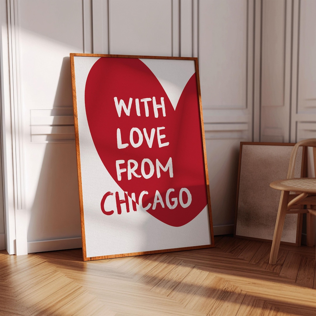 With Love From Chicago Wall Art Trendy Home Decor Minimalist Chicago ...