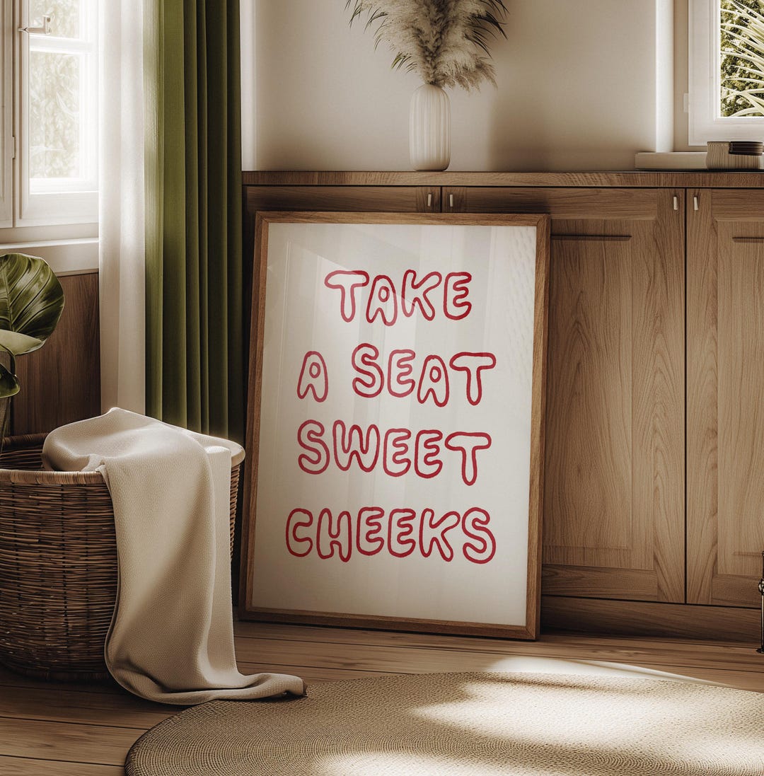 Take A Seat Sweet Cheeks Funny Bathroom Wall Art Coquette Wall Art ...