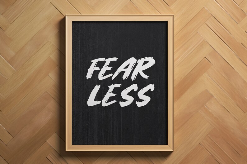 Home Gym Wall Art, Fearless Word Art Prints, Motivational Wall Art ...