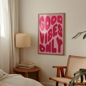 Good Vibes Only Wall Art, Good Vibes Only Poster, 70s Retro Art ...
