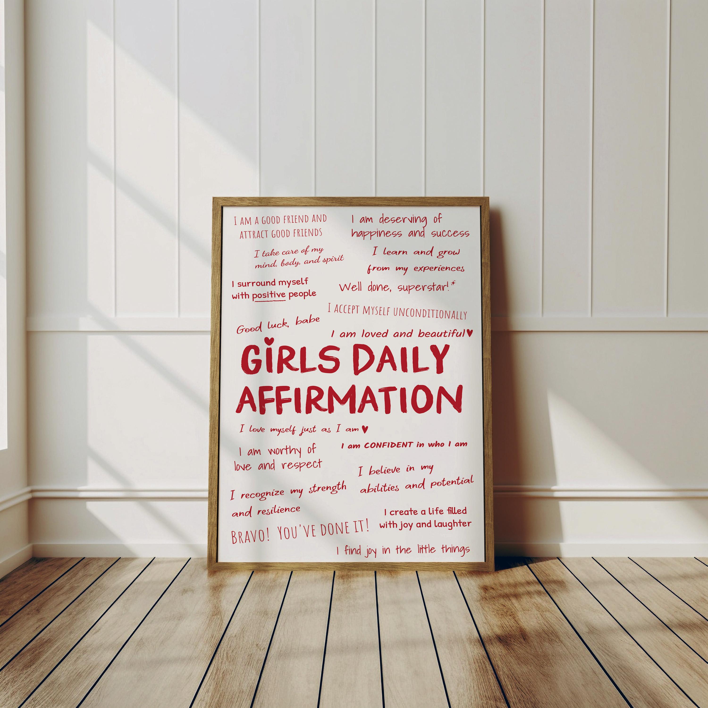 Girls Affirmation Poster Daily Affirmations Wall Art Feminist Poster ...