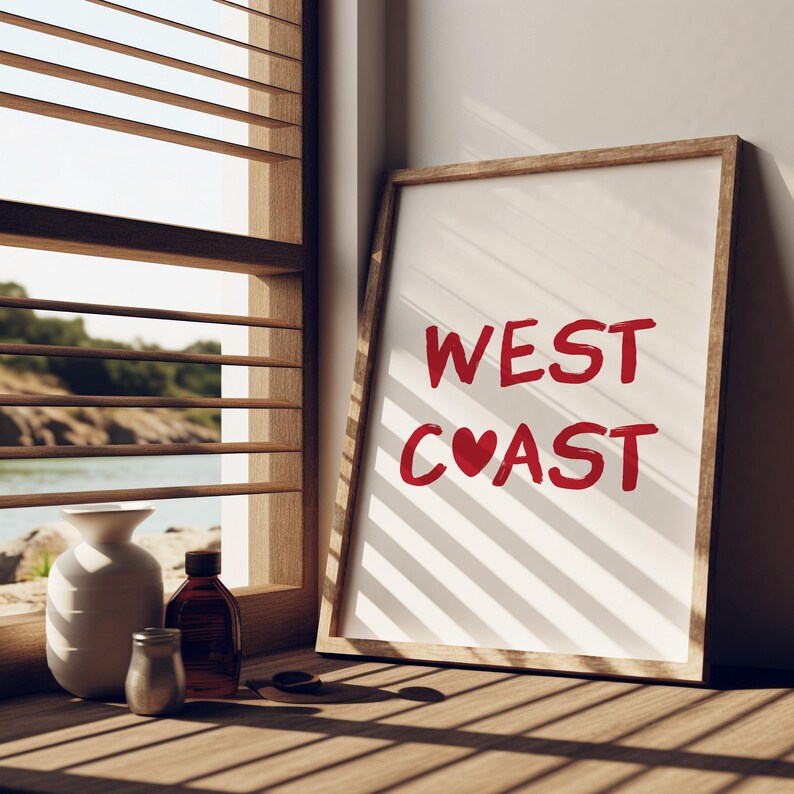 West Coast Wall Art Beach House Home Decor Wall Art Red Heart ...