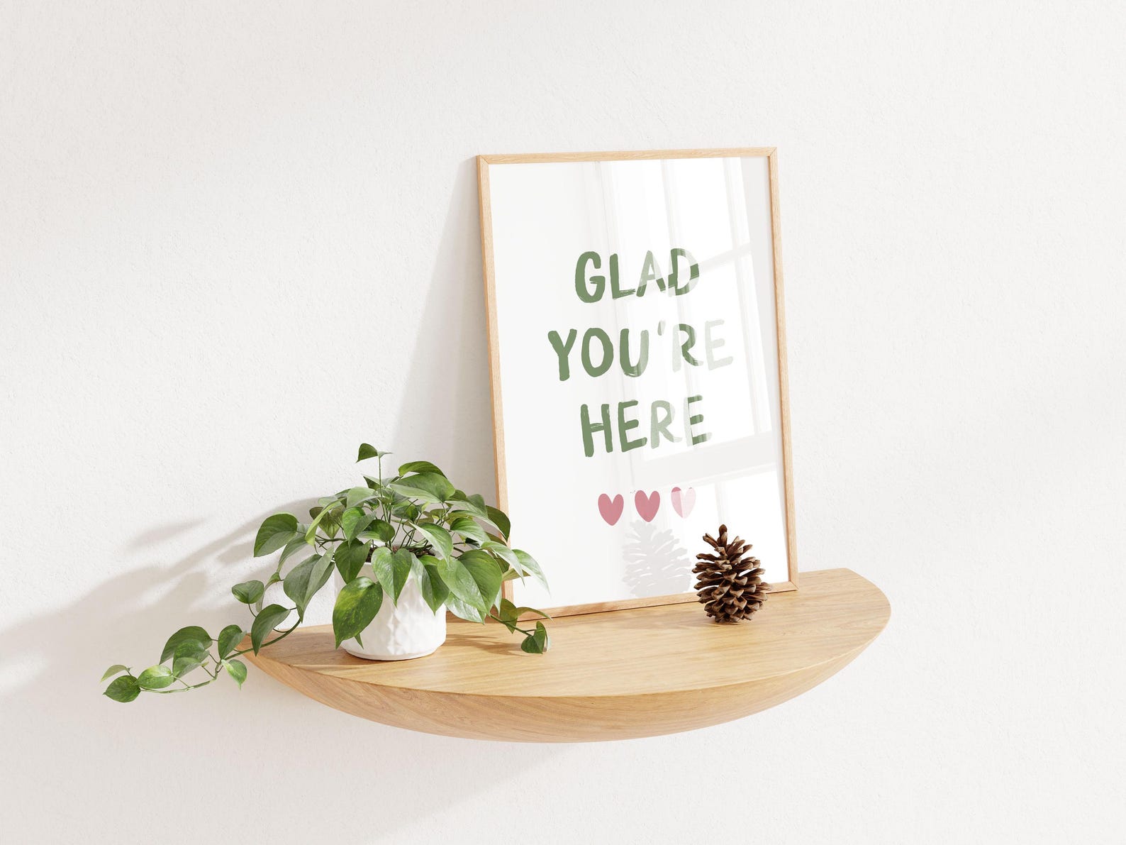 Glad You're Here Sage Green Wall Art Cute Apartment Decor Printable ...
