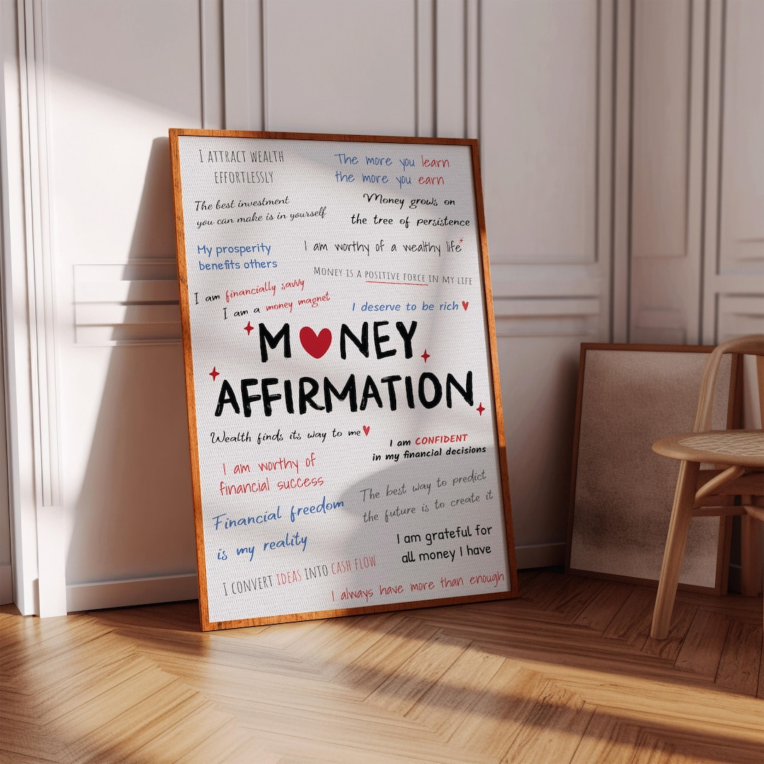 Positive Money Affirmations Money Daily Affirmations Wall Art Printable ...