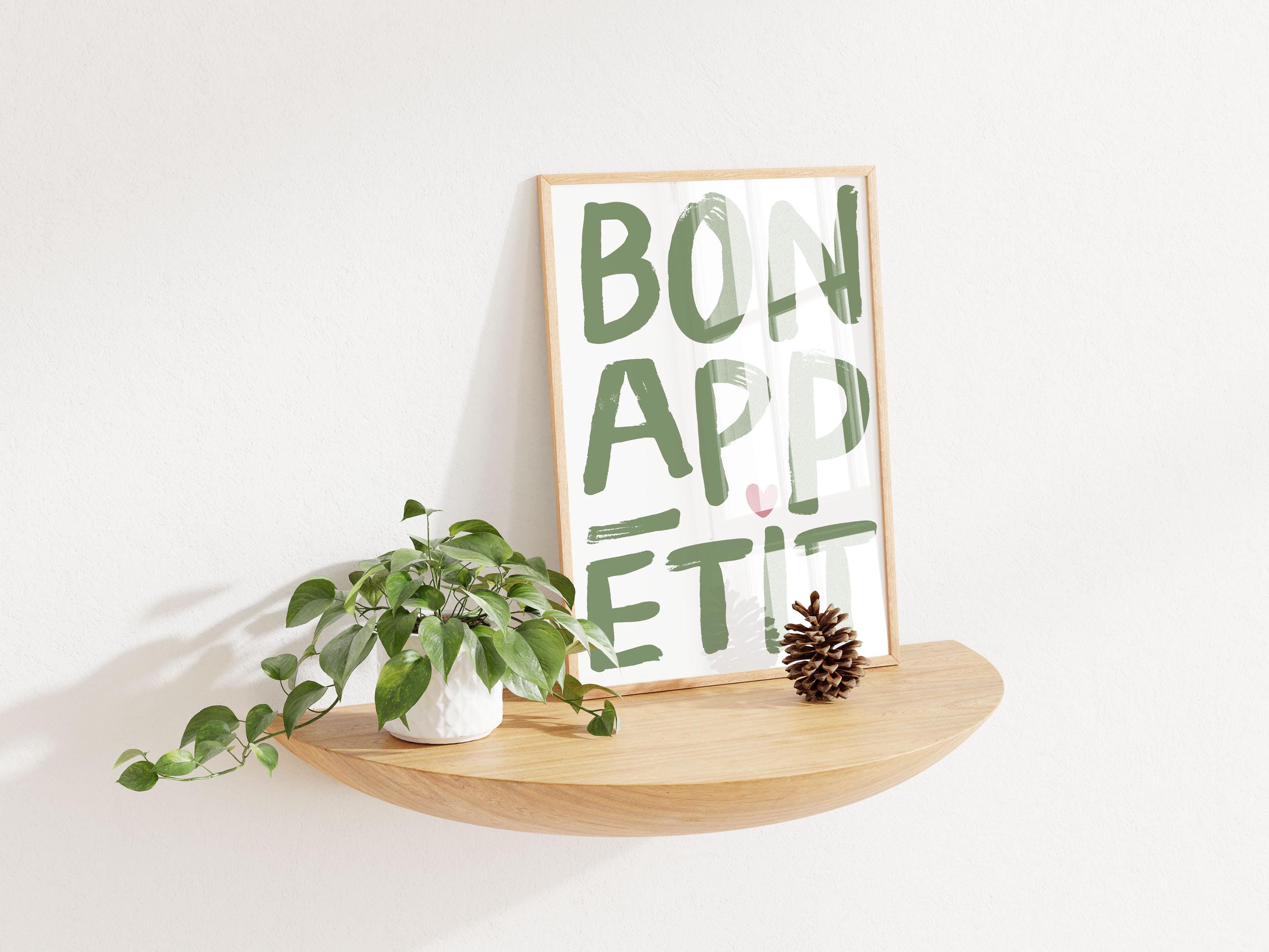 Bon Appetit Poster Sage Green Prints Printable Art Eat Sign, Typography ...
