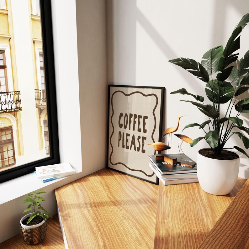 Coffee Typography Art Print: Minimalist Kitchen Cafe Decor, Neutral ...