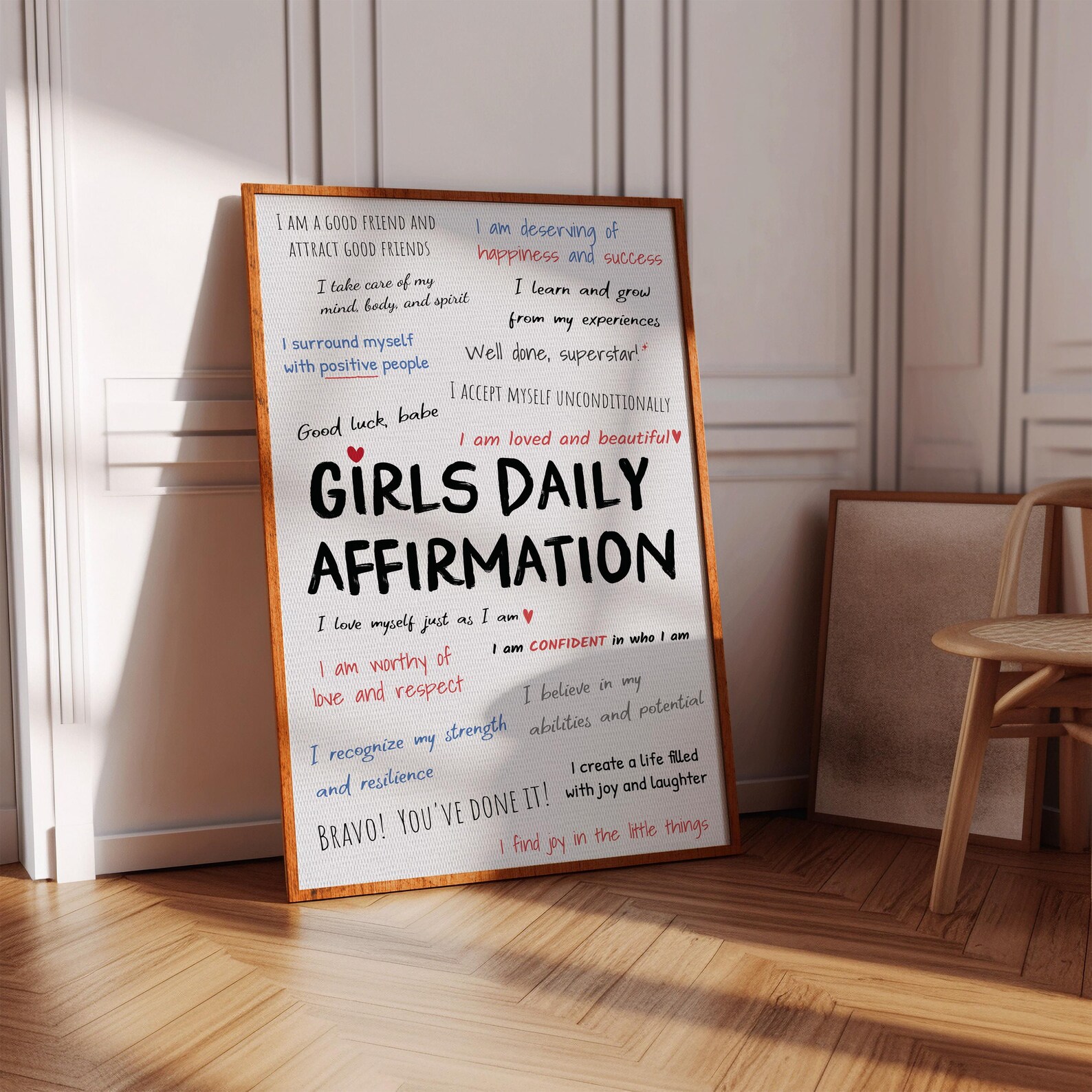 Girls Affirmation Poster Daily Affirmations Wall Art Feminist Poster ...
