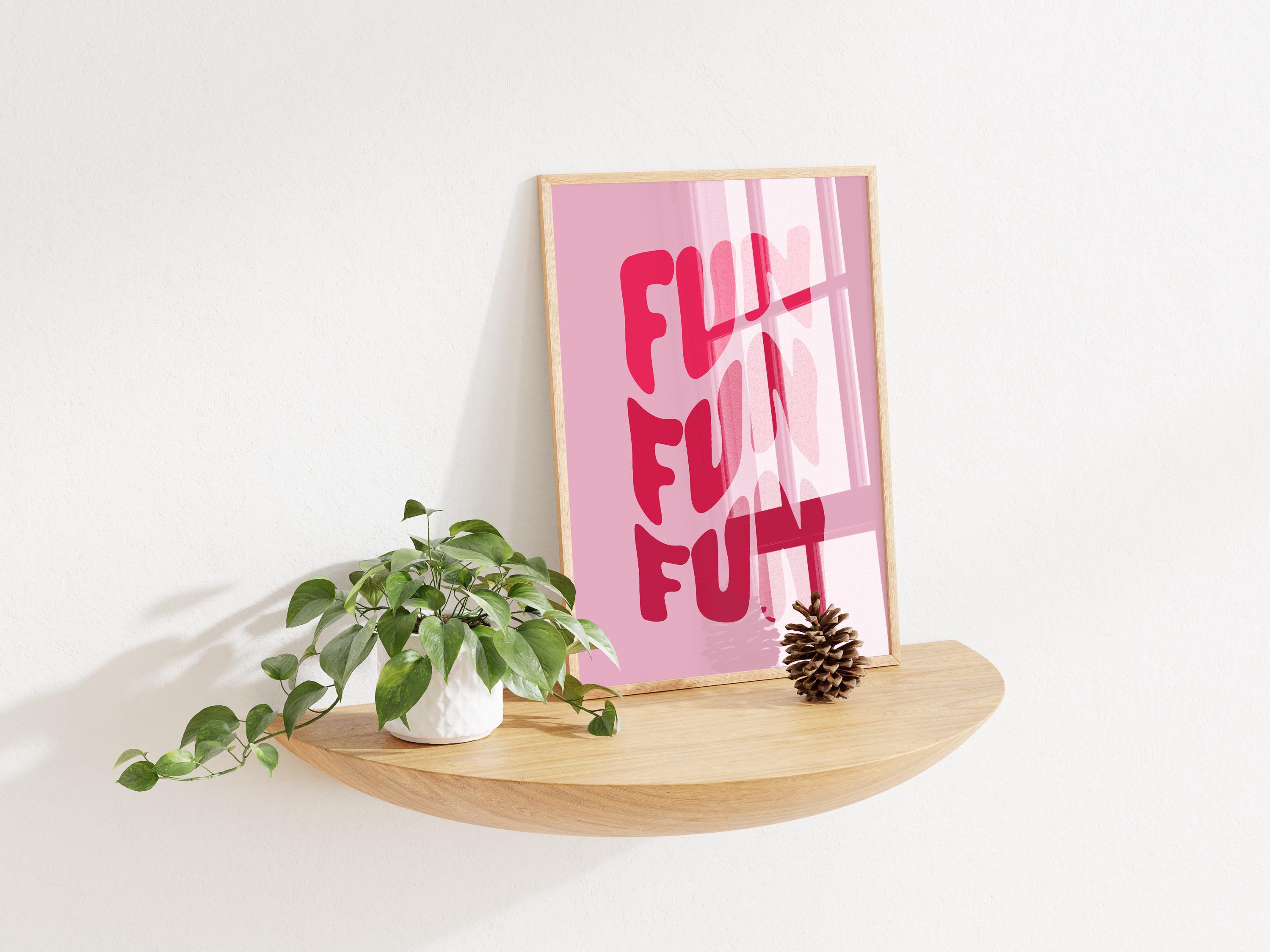 Playful Fun Wall Art Red Pink Wall Art Cute Apartment Decor Printable ...