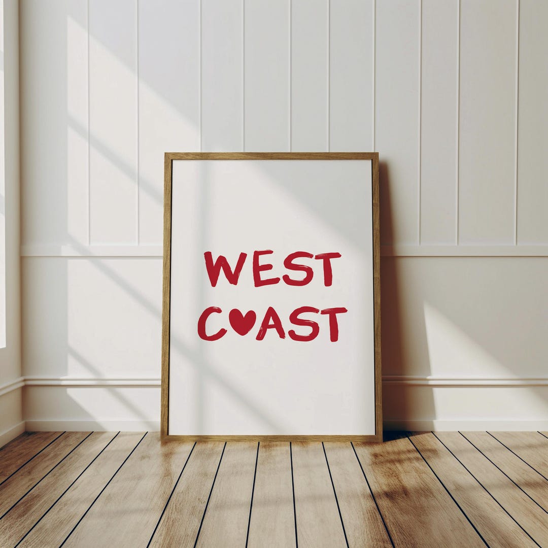 West Coast Wall Art Beach House Home Decor Wall Art Red Heart ...