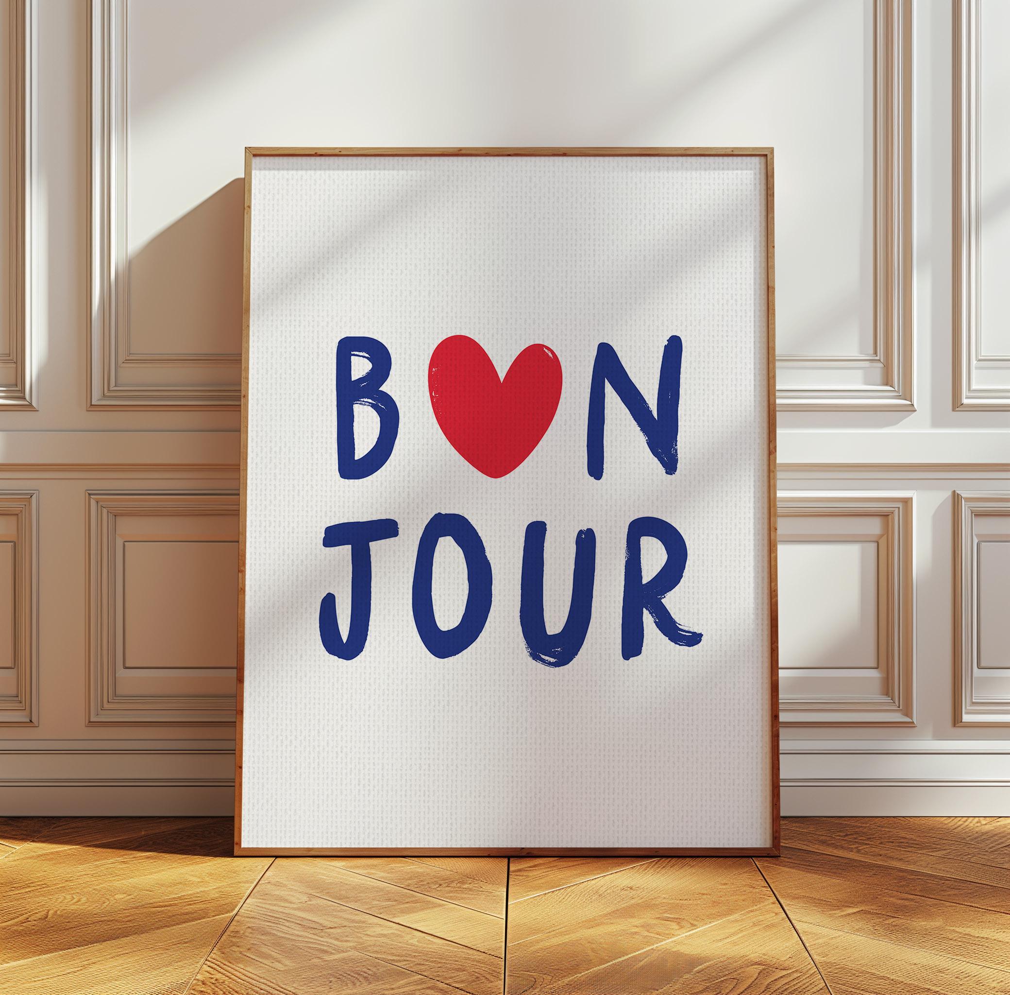 Bonjour Wall Art Print French Word Poster City Travel Art Prints ...