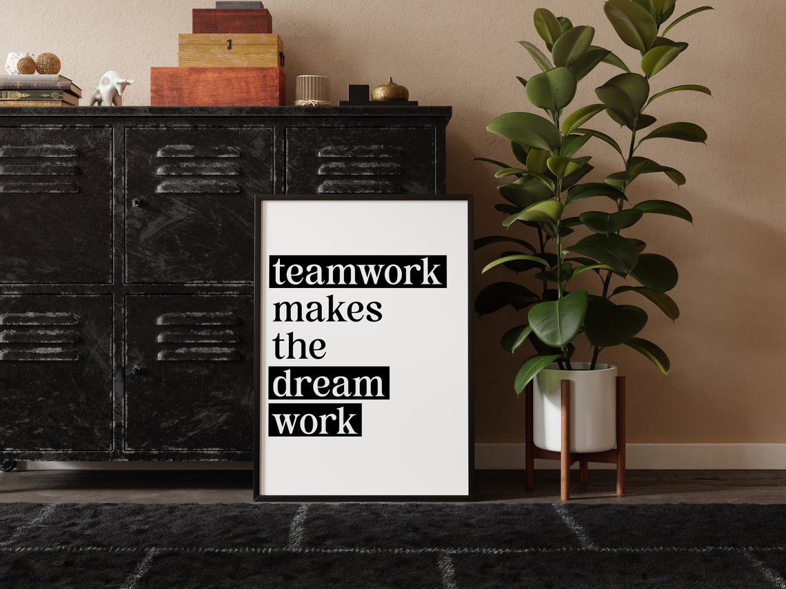 Teamwork Posters Workplace Office Wall Art Minimalist Dream Team Print ...