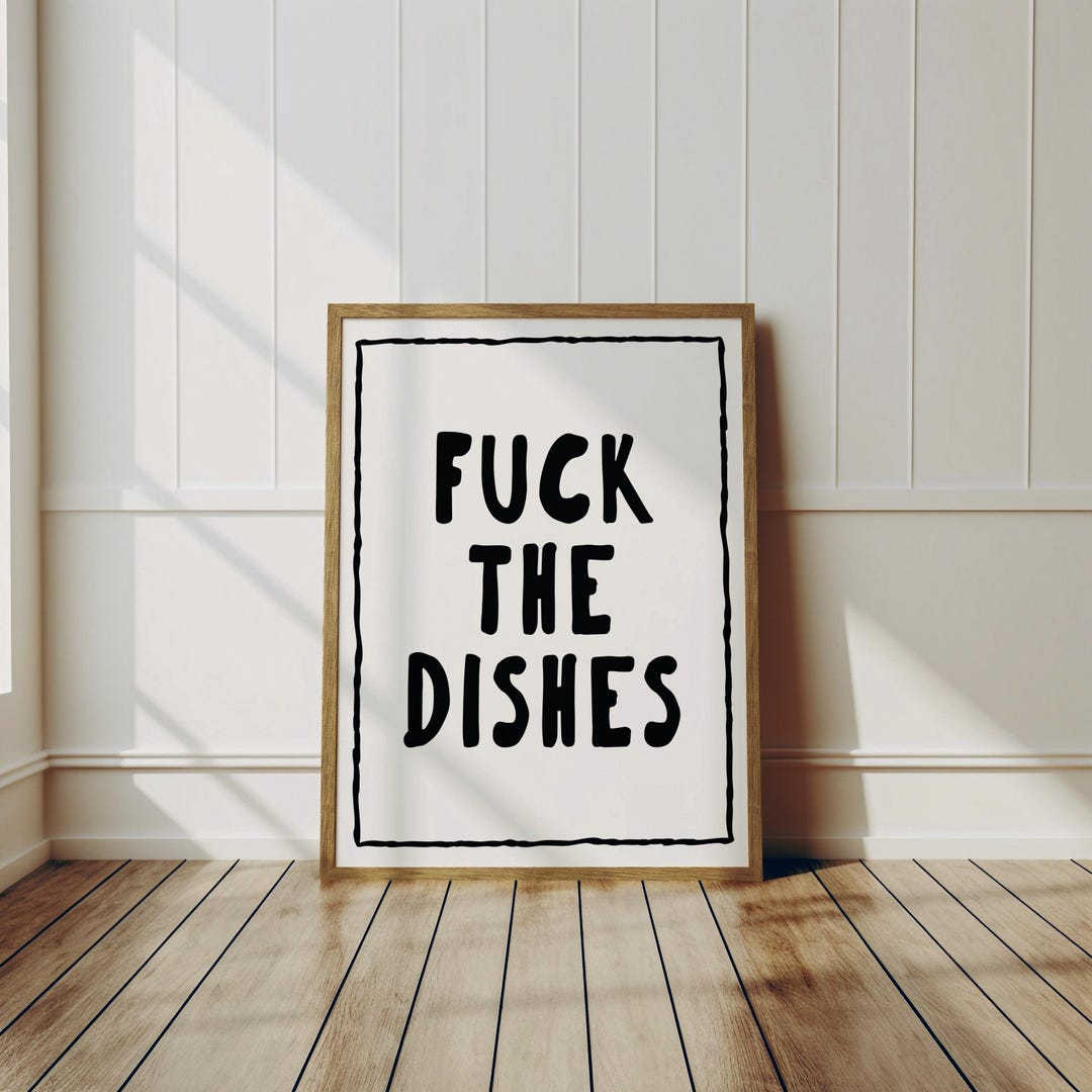 F*ck the Dishes Poster Trendy Aesthetic Funky Kitchen Wall Art Minimal ...