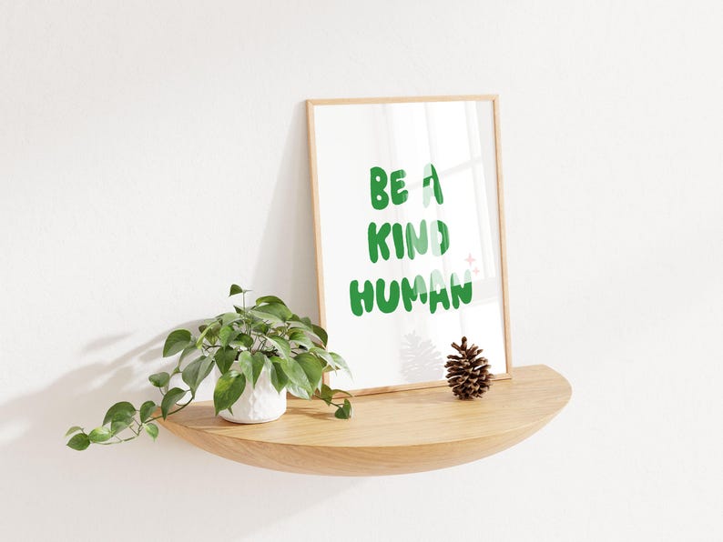 Retro Groovy Wall Art Printable Be a Kind Human Print Retro Wall Art ...