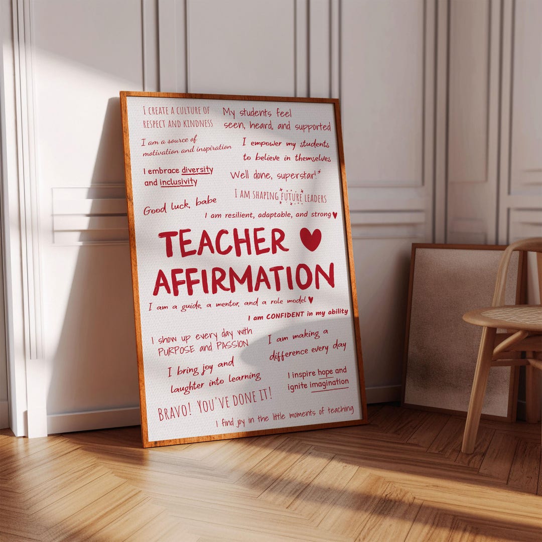 Teacher's Affirmation Wall Art Printable Daily Affirmations Wall Art ...