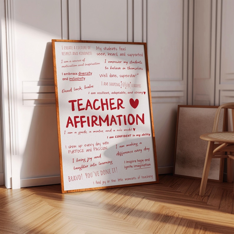 Teacher's Affirmation Wall Art Printable Daily Affirmations Wall Art ...