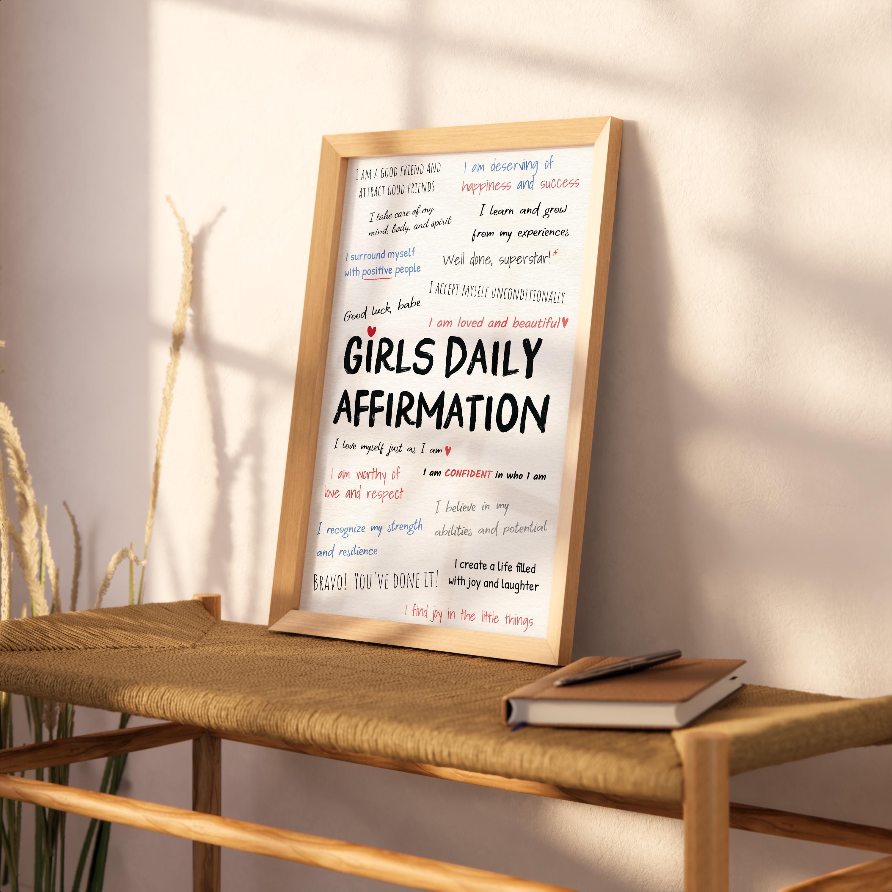 Girls Affirmation Poster Daily Affirmations Wall Art Feminist Poster ...