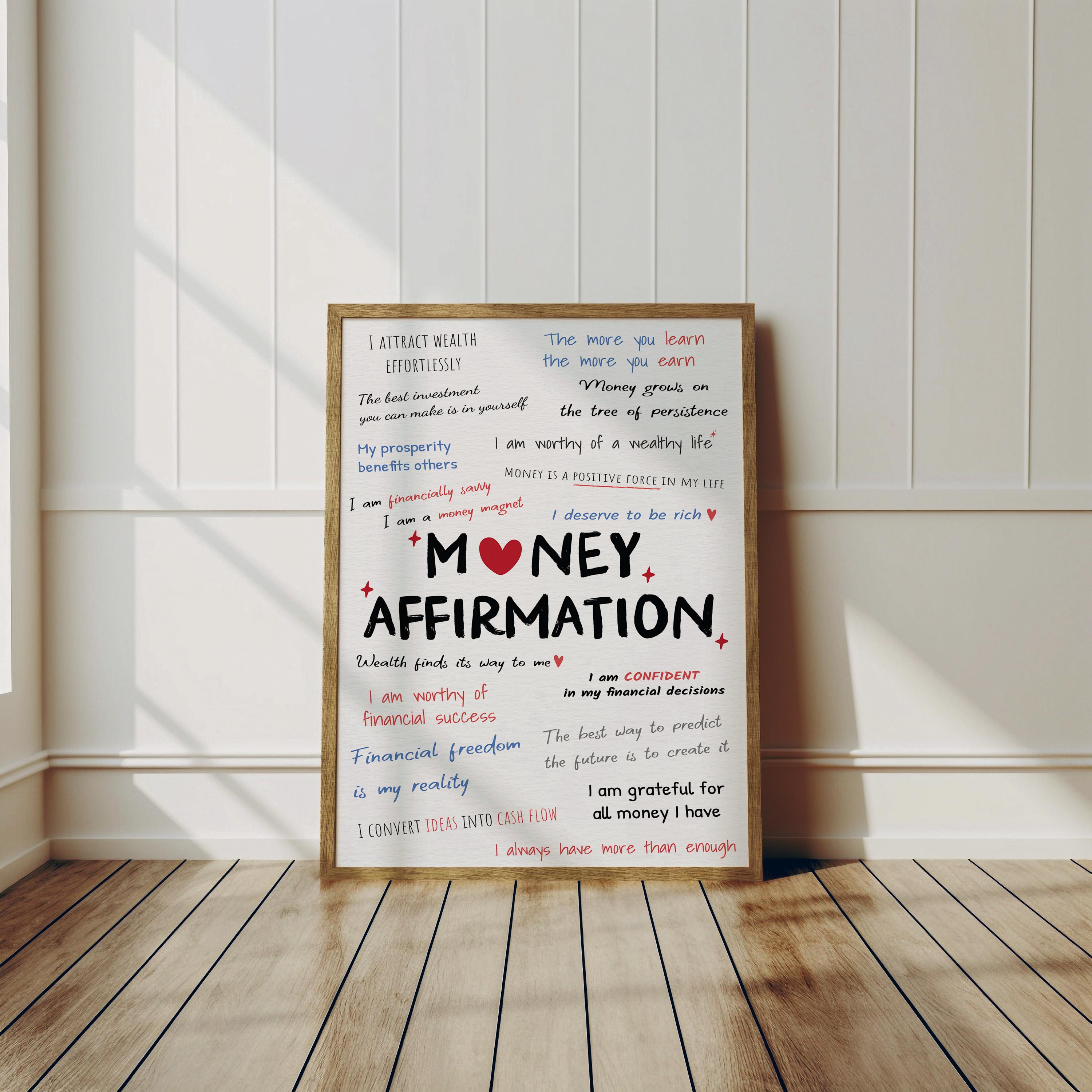 Positive Money Affirmations Money Daily Affirmations Wall Art Printable ...