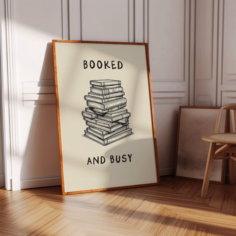 Booked and Busy Wall Art, Book Lovers Wall Art, Cute Apartment Gifts ...