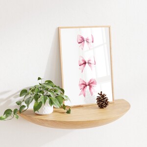 Pink Bow Wall Art Light Pink Watercolor Bows Print for Girls Room Decor ...
