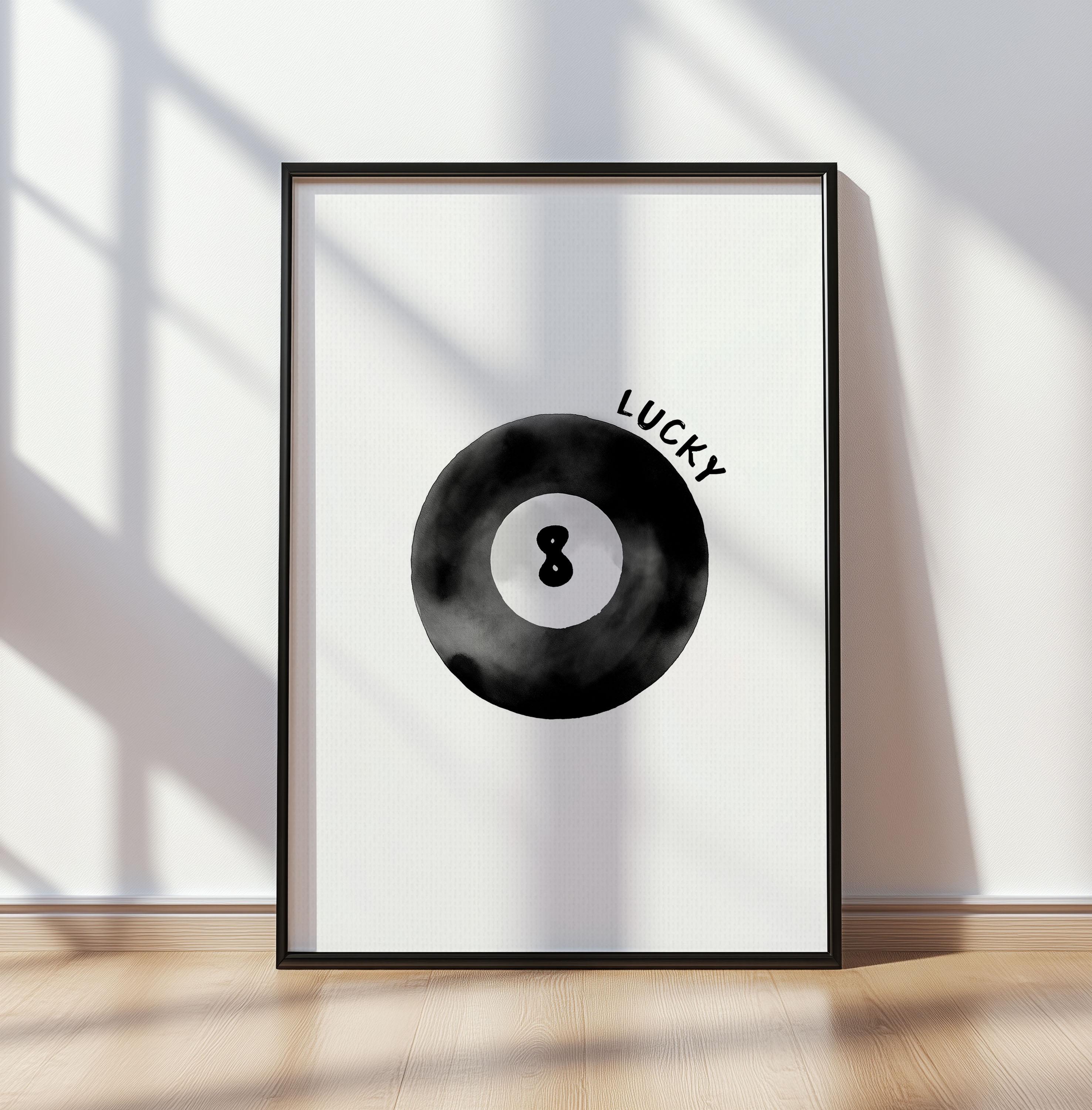 Vintage Pool 8 Ball Prints Lucky 8 Ball Poster Printable Wall Art Retro ...