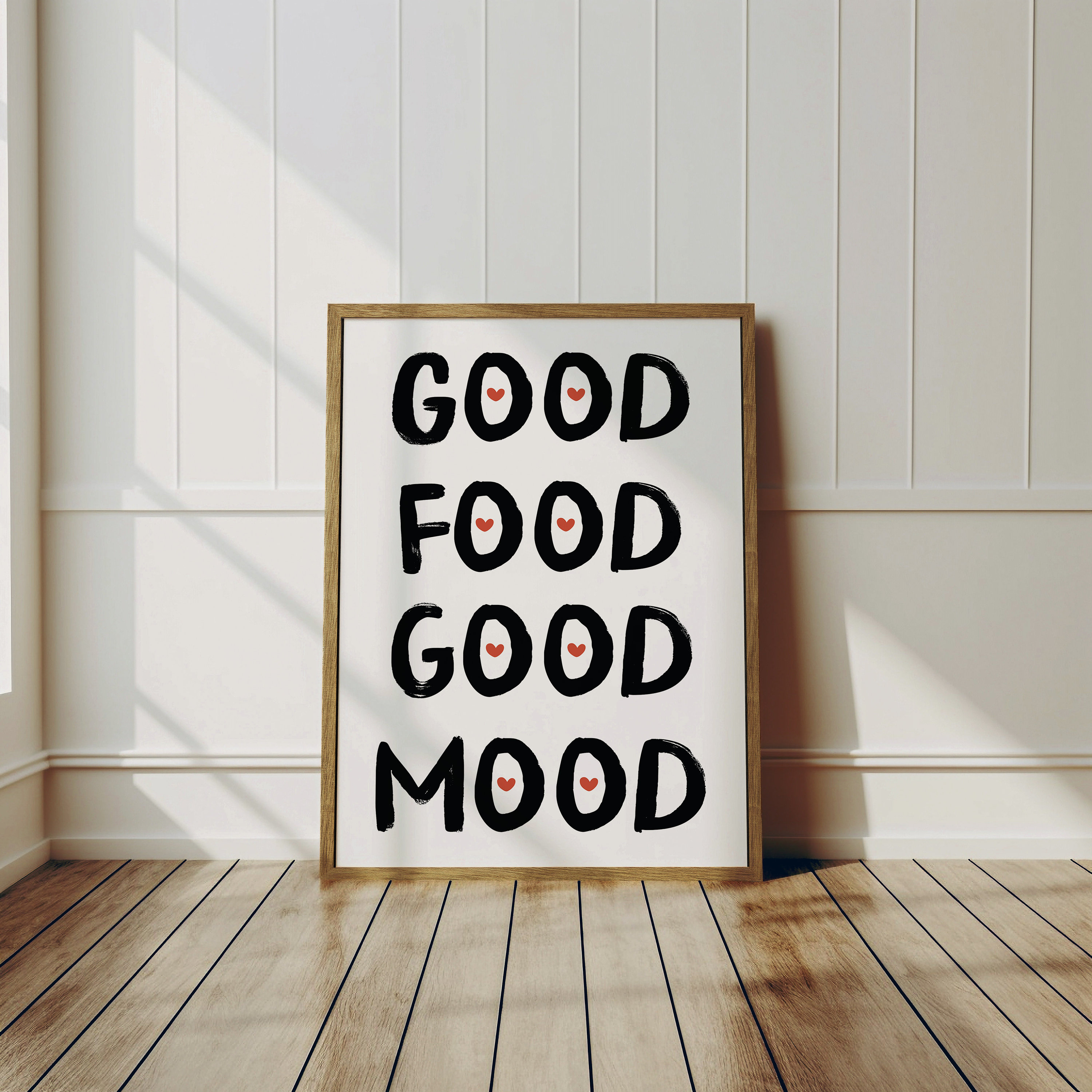 Good Food Good Mood Poster, Printable Wall Art Eat Sign, Typography ...