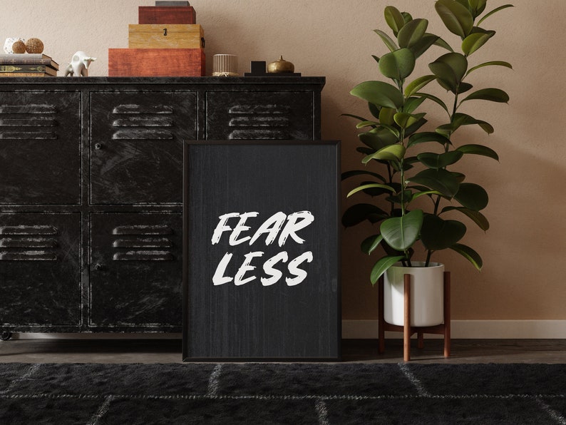 Home Gym Wall Art, Fearless Word Art Prints, Motivational Wall Art ...