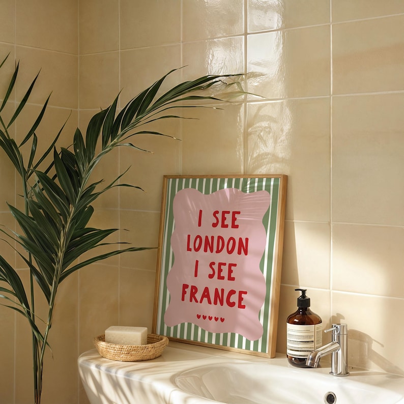 Funny Bathroom Art Print: I See London I See France, Y2K Retro Decor ...