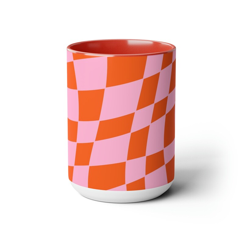 Checkered Mug, Checkerboard Coffee Mug, Groovy Design, Gift for Her or ...
