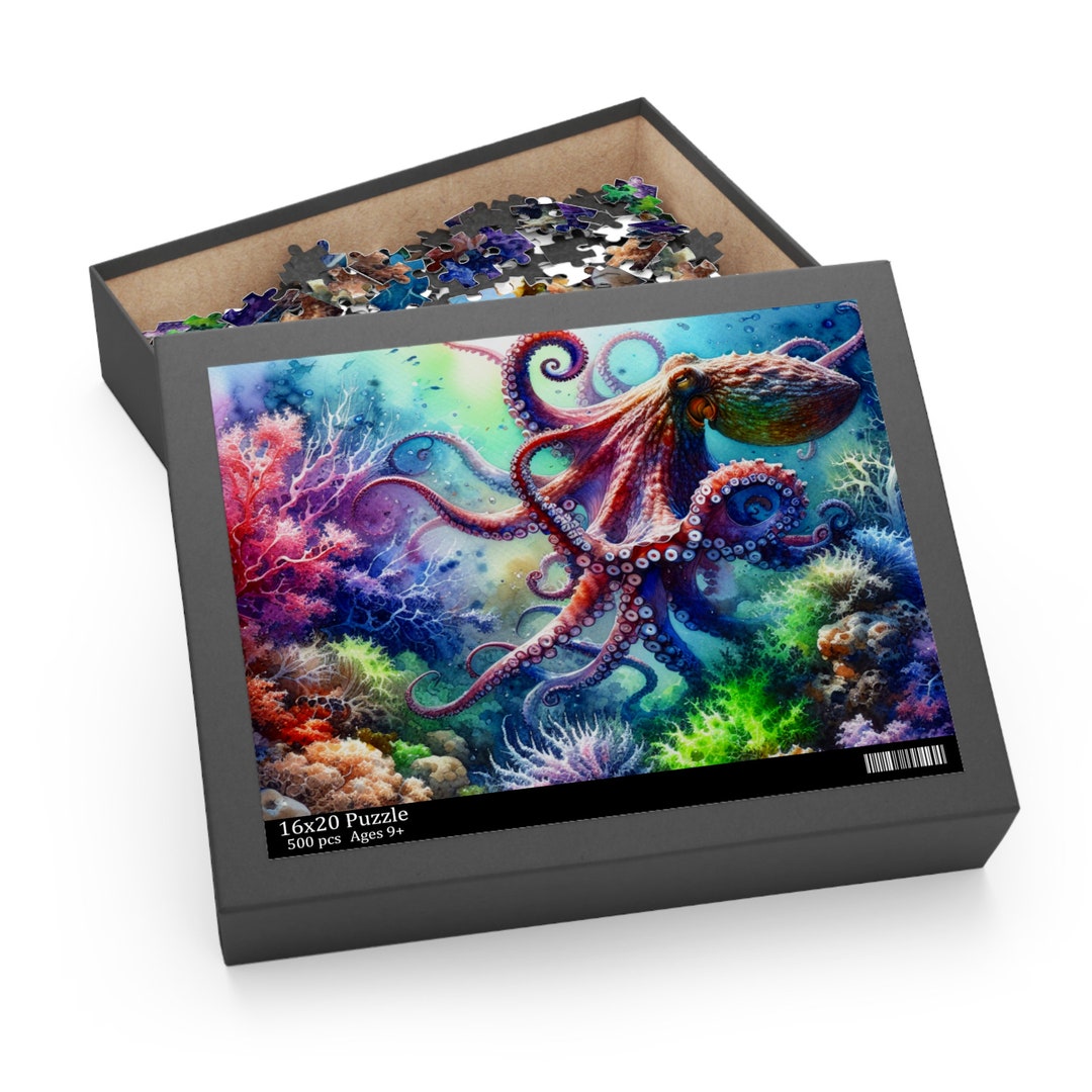 Colorful Octopus Under the Sea,adult Puzzle,water Color, Jigsaw Puzzle ...