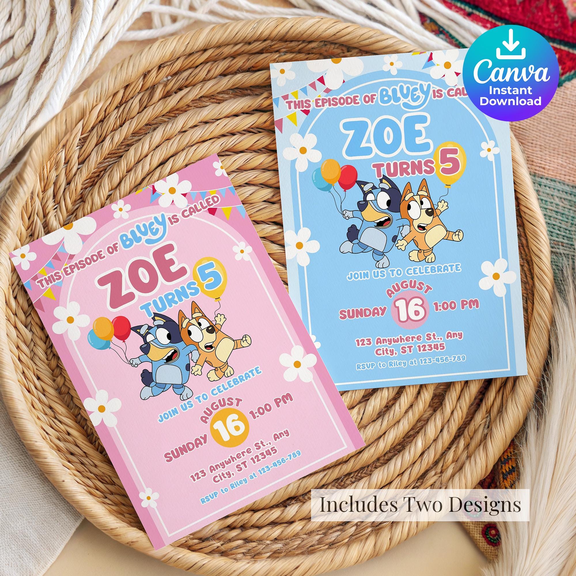 Bluey Invitation 5th Birthday Bluey Invite Bluey Birthday Bluey and ...