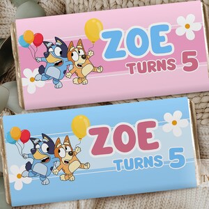 Bluey Chocolate Bar Wrapper 5th Birthday Chocolate Wrapper Template ...