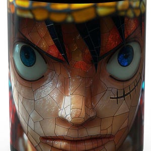 Luffy Stained Glass Coffee Cup, Anime Black Mug, One Piece Fan Gift ...
