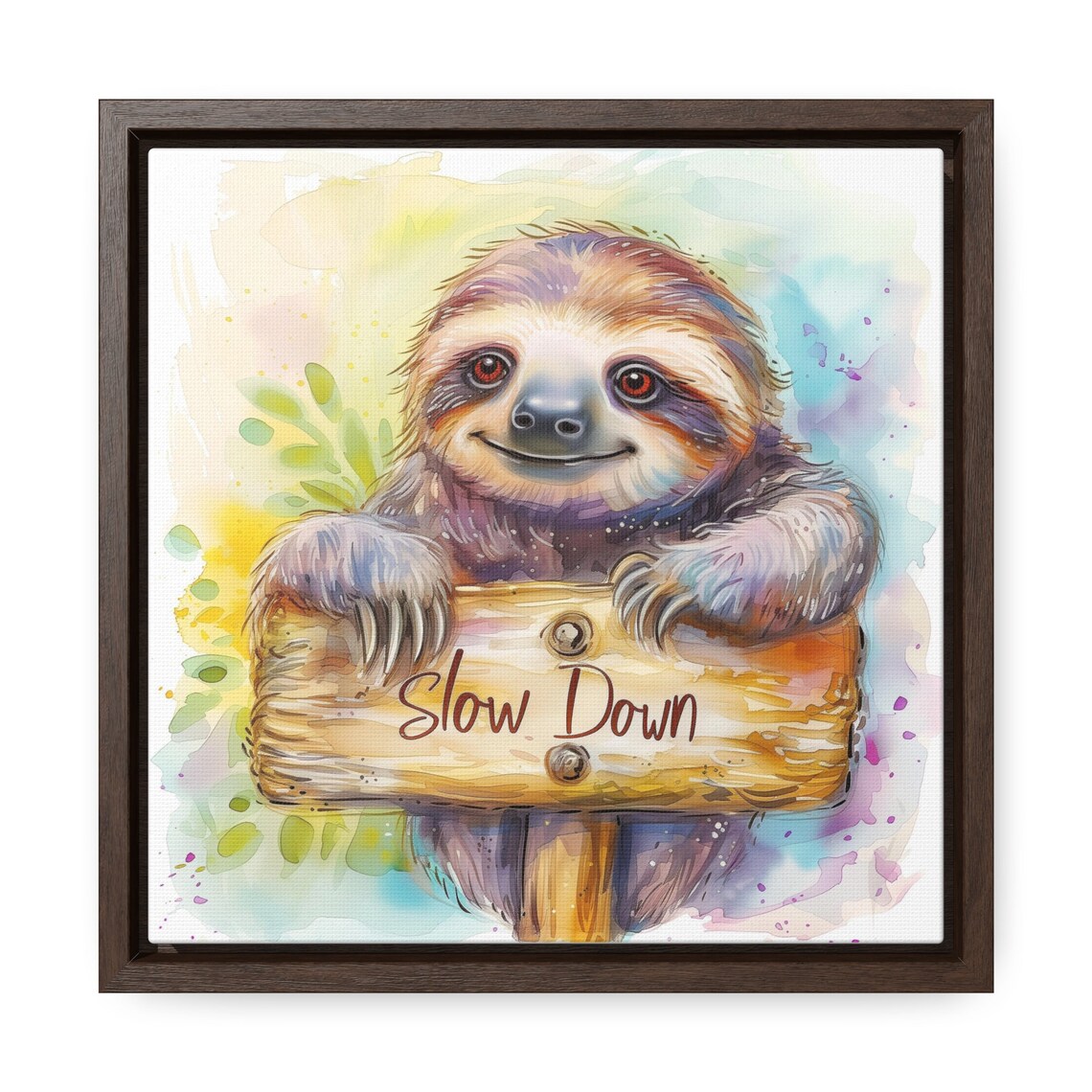 Cute Sloth Canvas, Newborn Nursery Print, Playful Sloth Painting ...