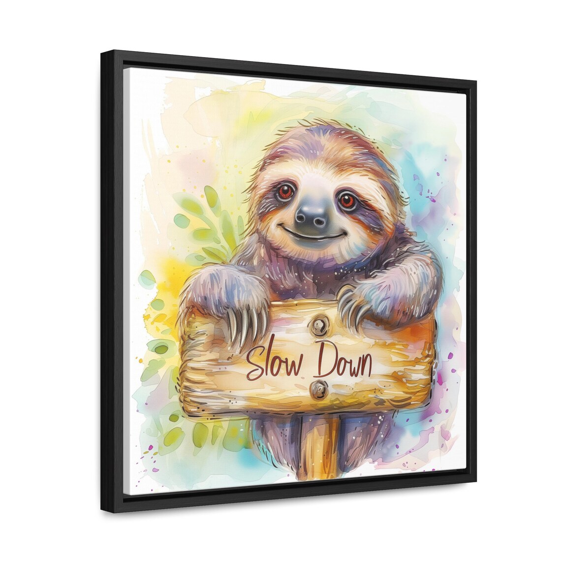 Cute Sloth Canvas, Newborn Nursery Print, Playful Sloth Painting ...