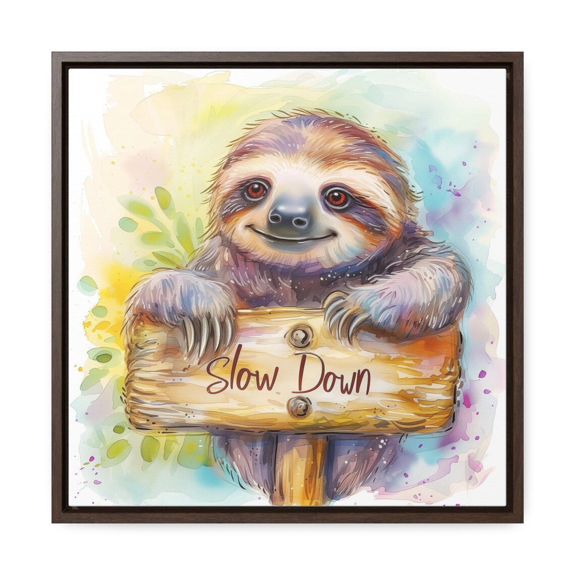 Cute Sloth Canvas, Newborn Nursery Print, Playful Sloth Painting ...