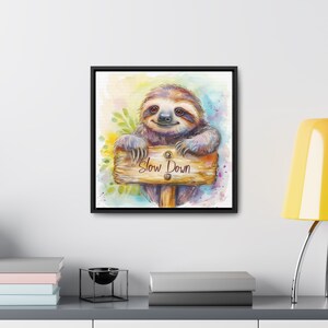Cute Sloth Canvas, Newborn Nursery Print, Playful Sloth Painting ...