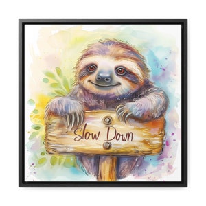 Cute Sloth Canvas, Newborn Nursery Print, Playful Sloth Painting ...