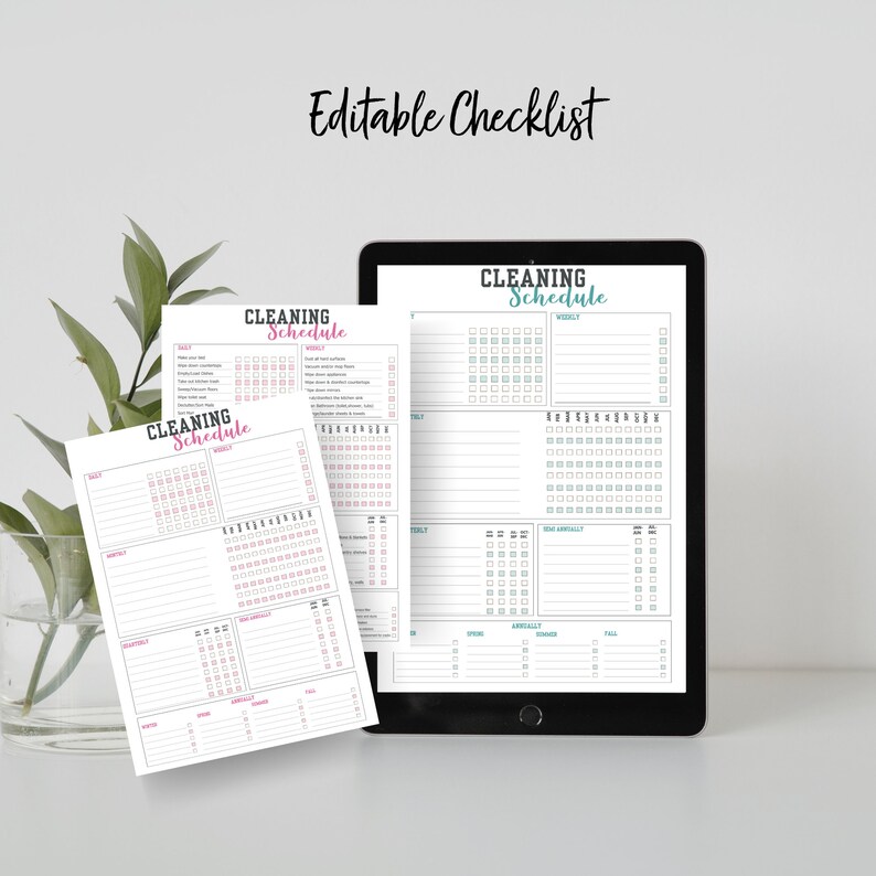 Cleaning Schedule, Editable Printable Cleaning Checklist for All Season ...