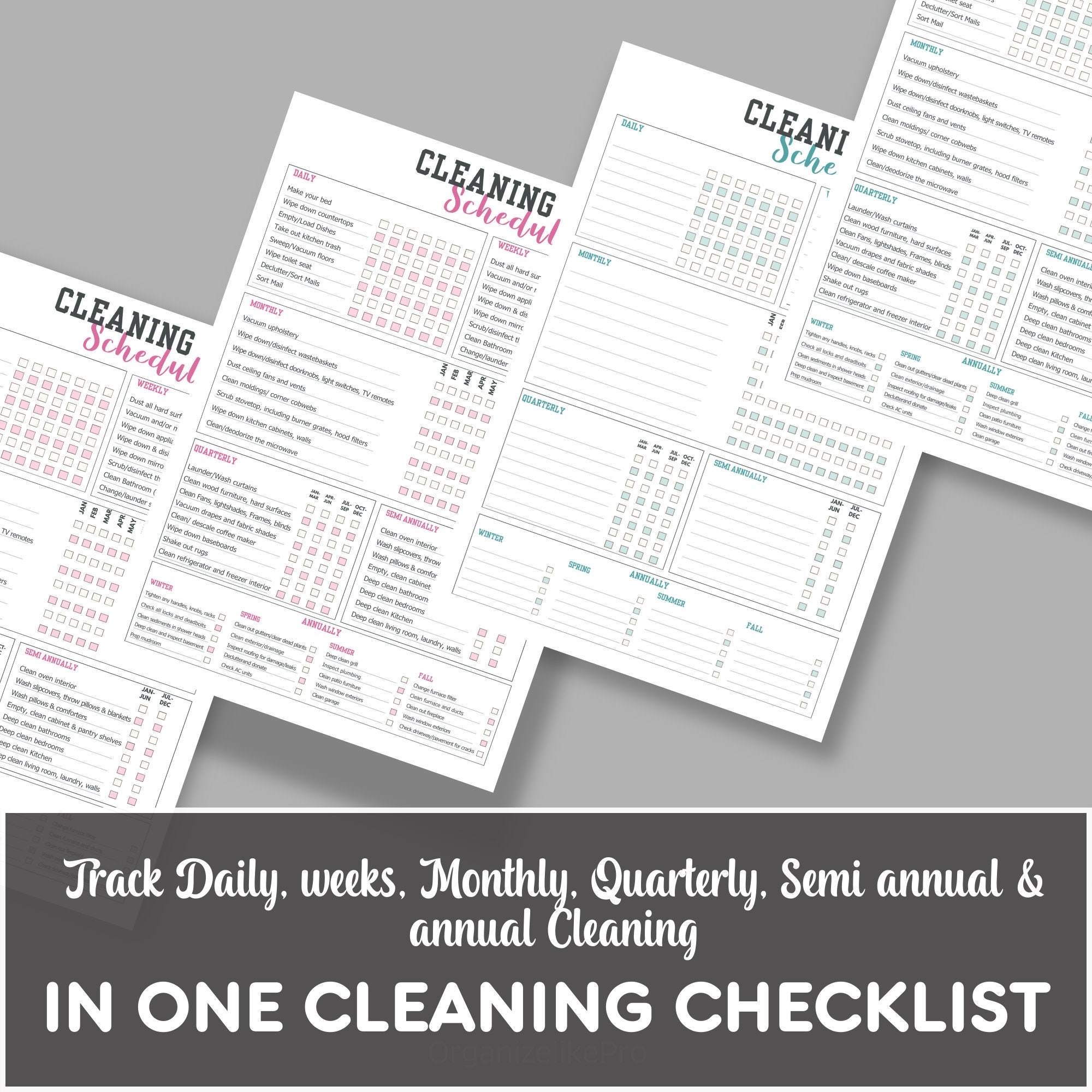 Cleaning Schedule, Editable Printable Cleaning Checklist for All Season ...