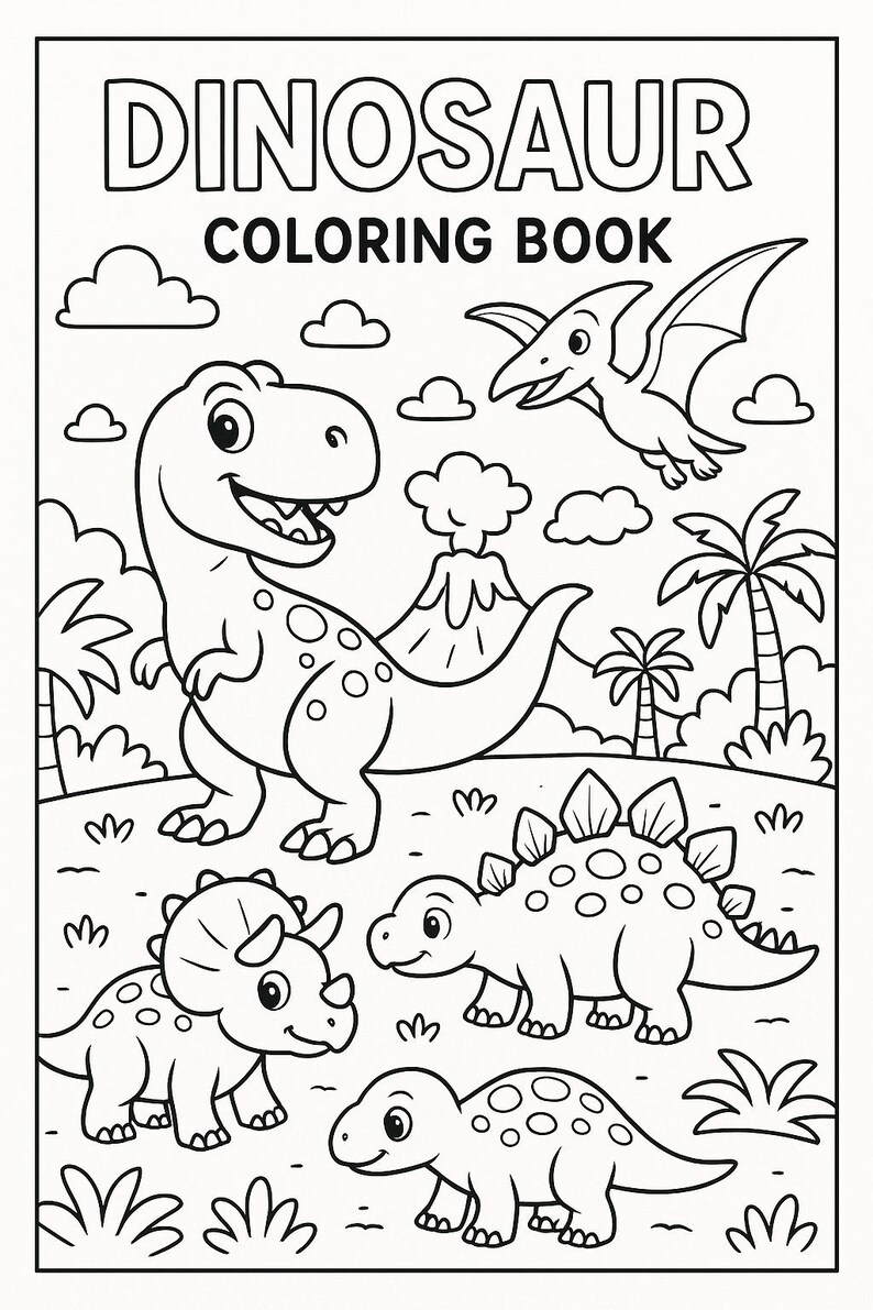 Printable Dinosaur Coloring Book; Dino Kids Coloring Book, Preschool ...