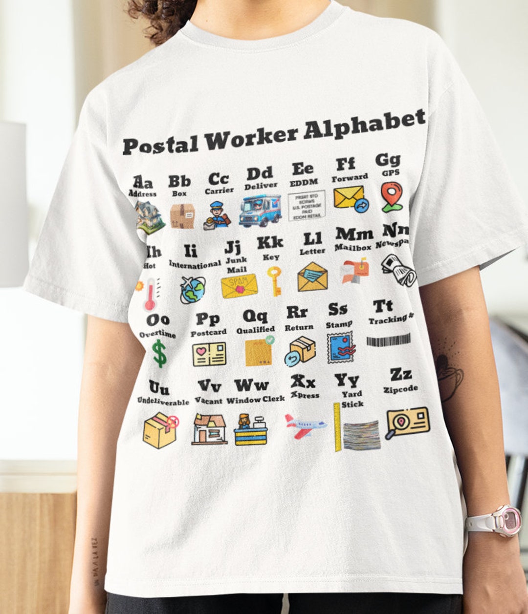 Postal Worker Alphabet Shirt, Funny Postal T-shirt, USPS Gift, Mail ...