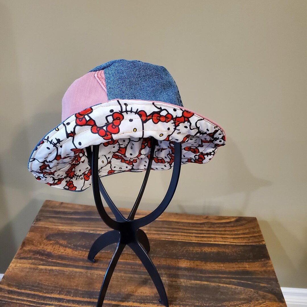 SUPER CUTE Upcycled Denim Hello Kitty Bucket Hat YOUTH Size - Etsy